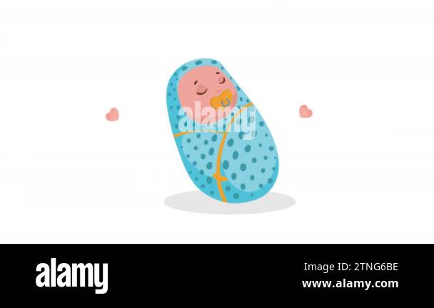 cute new born sleeping character animation 4k video animated Stock ...