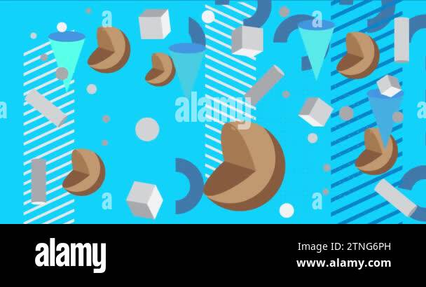 Busy blue, brown and white geometric shape background video template ...