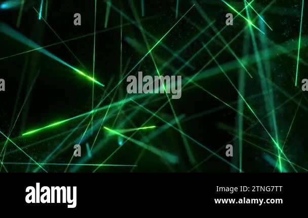 Glowing green and blue laser beams motion background with shiny ...