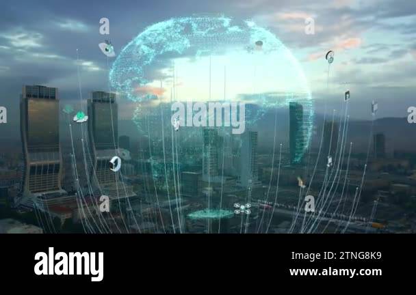 Smart city IOT internet of thing ICT digital technology futuristic ...