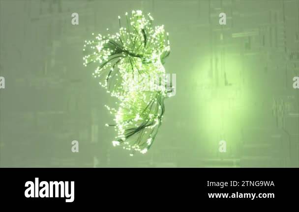 AI concept and big data concept with digital green human face profile ...