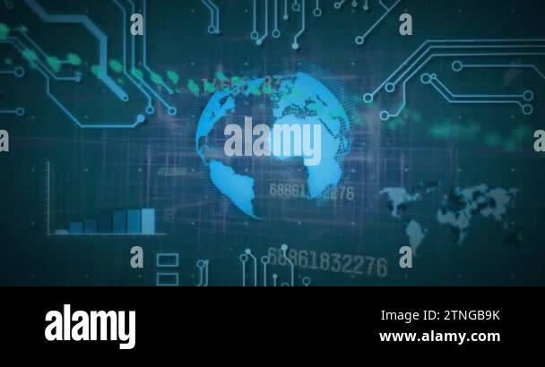 Animation Of Graphs Computer Language Circuit Board Pattern Around