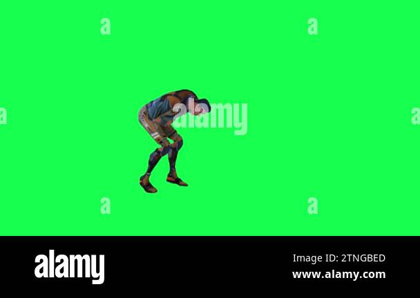 3D animated man gets shot and falls to the ground on green screen, 3d ...