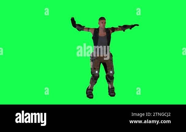 Military warrior man dancing and cheering after victory from opposite ...