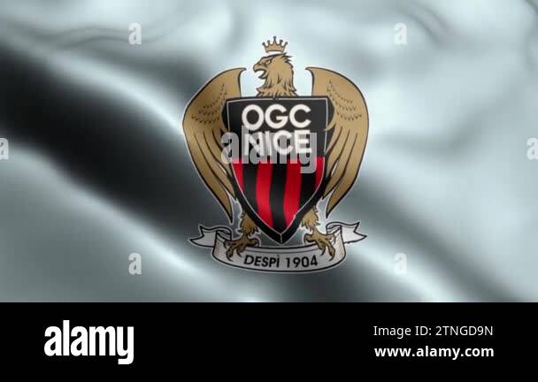OGC Nice Flag video waving in wind. OGC Nice Flag Wave Loop waving in ...