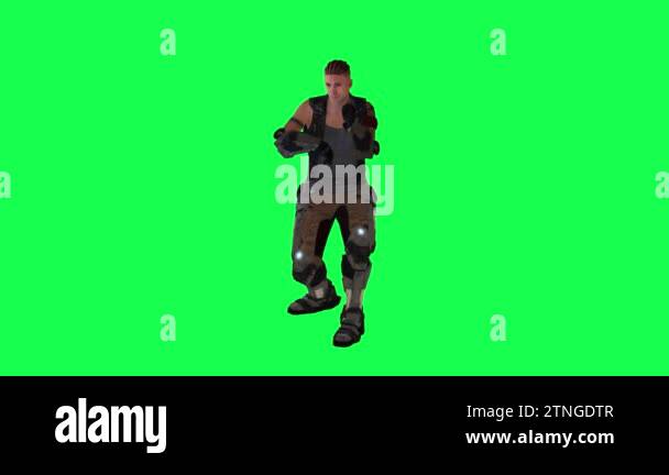 3d animated military soldier man rapping from opposite angle on green ...