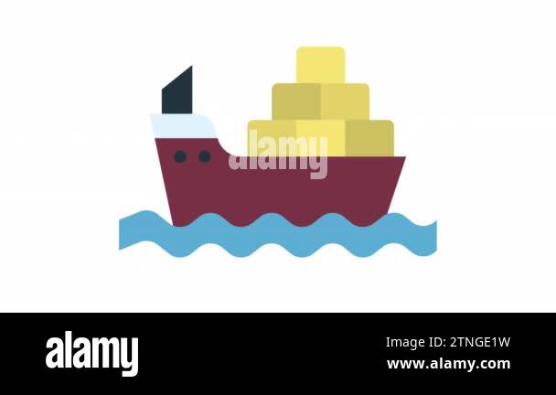 Cargo Ship, Delivery Service animated icon on transparent background ...