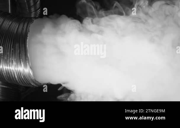 Smoke pollution. Chemical fume. Smog emission. White industrial gas ...