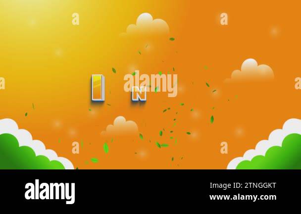 Indian Text With Tricolor Clouds With Flying Tree Leaves Animation On ...