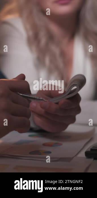 Vertical video. Business revenue. Teamwork discussion. Financial ...