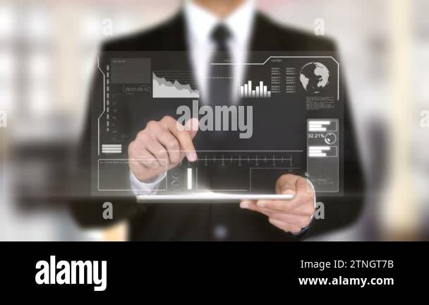 Job Interview, Hologram Futuristic Interface, Augmented Virtual Reality ...