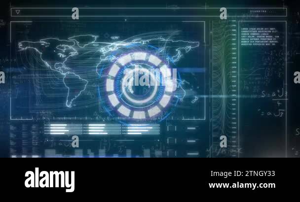 Animation Of Arc Reactor Over Loading Bars And Map Against Mathematical