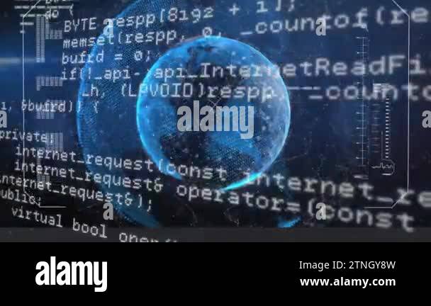 Animation Of Computer Language Over Loading Bars And Connected Dots