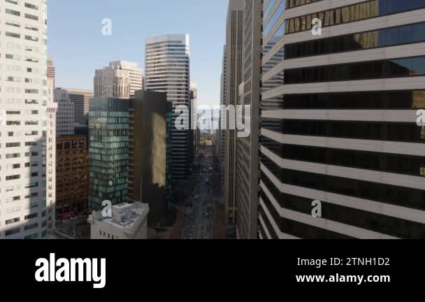 Modern downtown skyscrapers along Market Street in Financial District ...