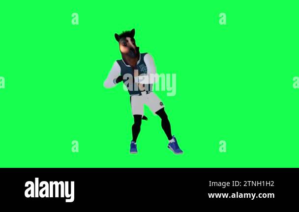 Magical 3D anthropomorphic horse dancing madly from front angle on ...