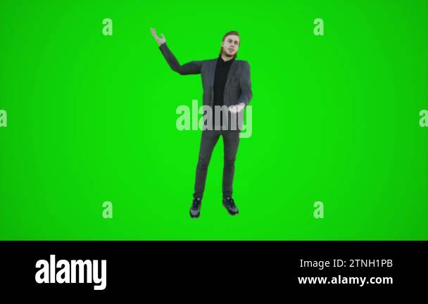 3D animation of architect man on green screen talking and thinking and ...