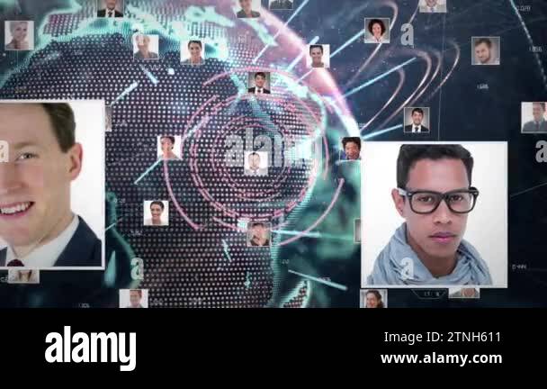 Animation of diverse profile pictures over radar circles and ...
