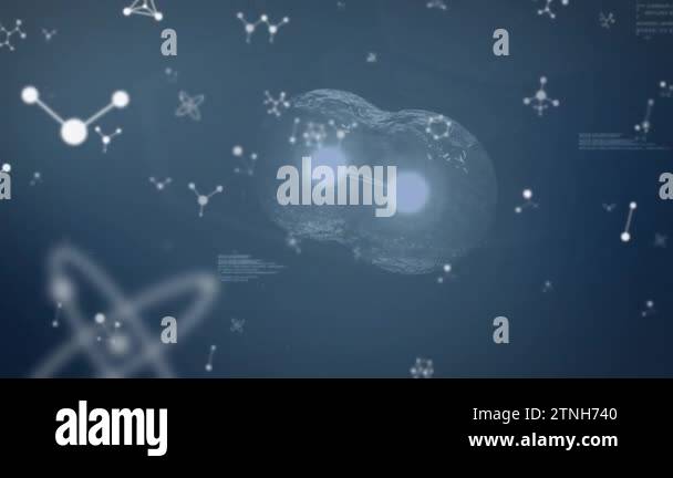 Animation Of Nucleotides Computer Language And Multiplying Cells Over Abstract Background