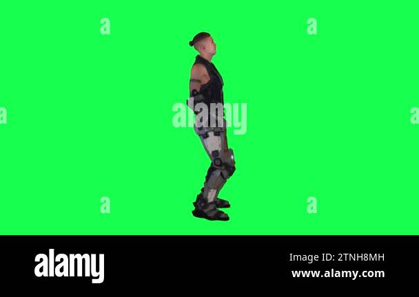 3d animated warrior man powering up after victory from left angle on ...