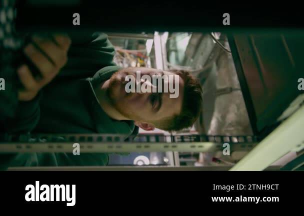 focused hacker data center hacking software system vulnerable cyber security server room ...