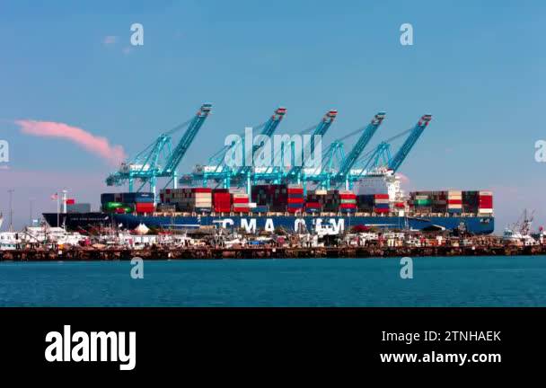 Ocean Gateways: Massive Container Cargo Ship Entering the Port for ...