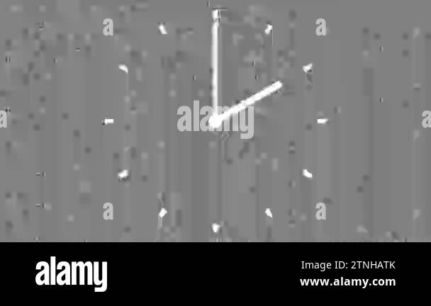 12 hours clock over static noise background Stock Video Footage - Alamy