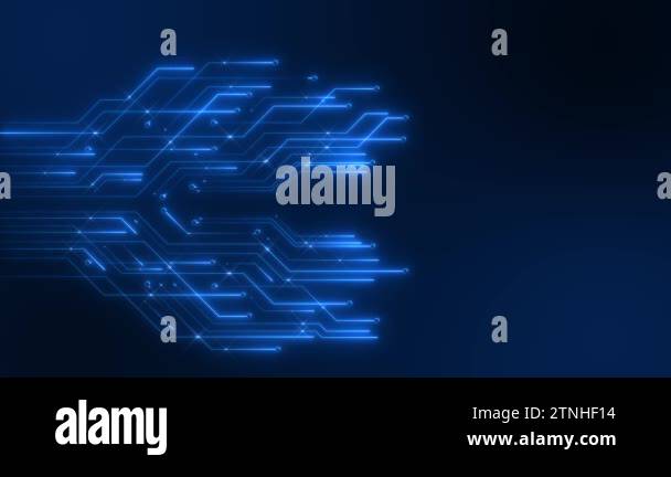 Circuit Board Copy Space, Dark Animation Computer, Data, Technology, Artificial Intelligence ...