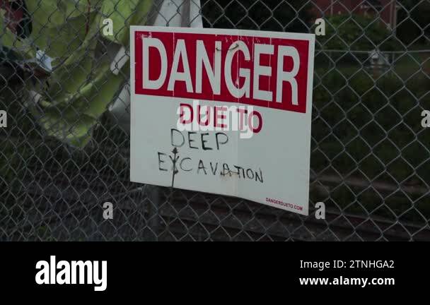 Danger deep excavation sign Stock Videos & Footage - HD and 4K Video ...