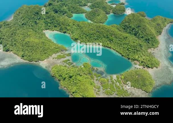 Beautiful lagoons in Tinago Island. Beach with turquoise water. Surigao ...