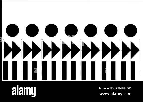 Pattern of looping geometric shapes. Animation of changing the location ...
