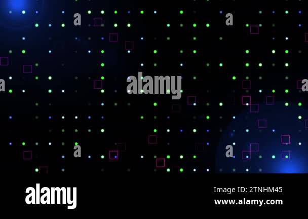 4K Randomly moving square and dots background with light leaks. Digital ...