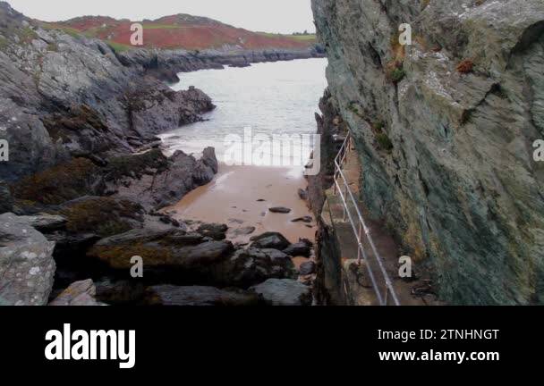 Video, Walkway with Hand Rails at the small bay the Creek or or Traeth ...
