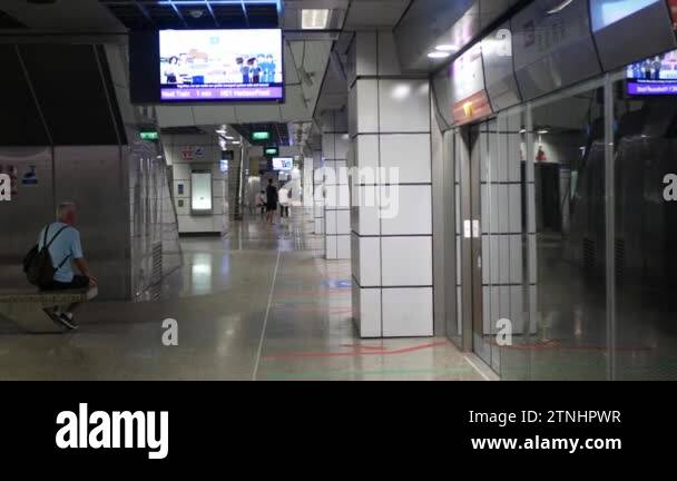May2,2023.Singapore.landscape view interior at subway mrt underground ...