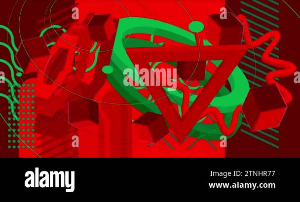 Busy green and red geometric background video template. Abstract shape ...