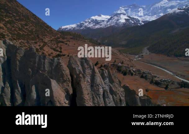 Aerial overhead revealing view bhrala village house settlement ...