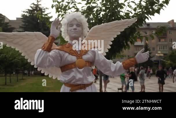 The game of the street art theater actor. Street pantomime is a living ...