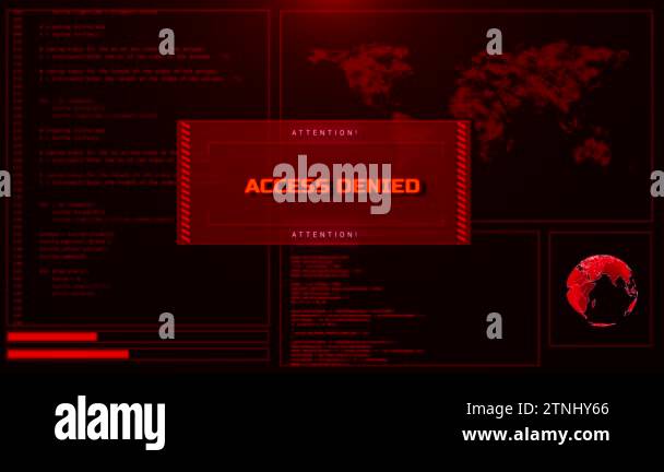 4K Red warning alert System Virus hack security breach computer hacking warning message hacked ...