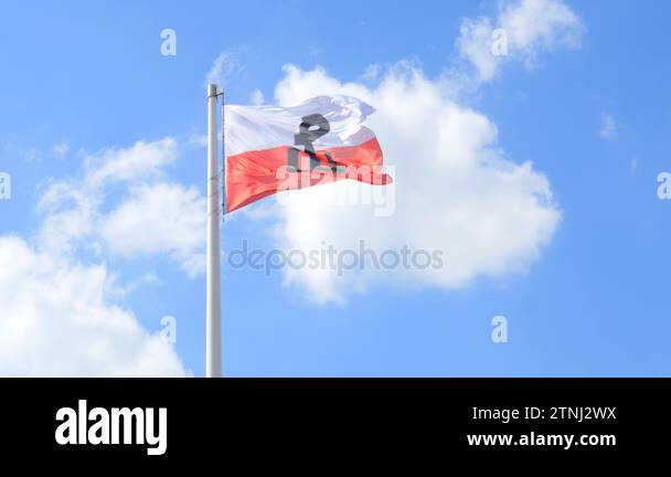 Polish flag with the symbol of Poland Fighting on the Warsaw Uprising ...