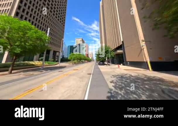 Riding in a bike lane Downtown Oklahoma City Stock Video Footage - Alamy