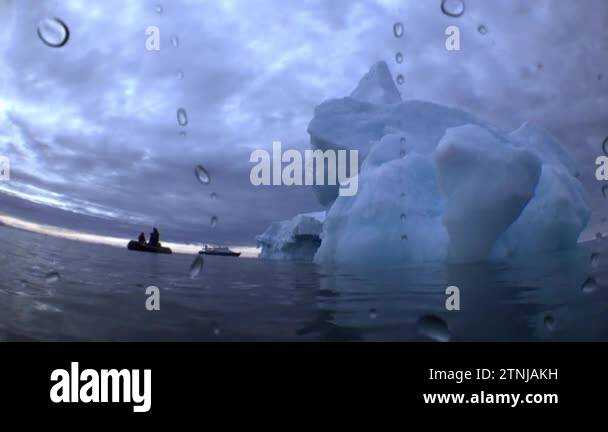 Underwater video in cold clear water of the Arctic Ocean and floating ...