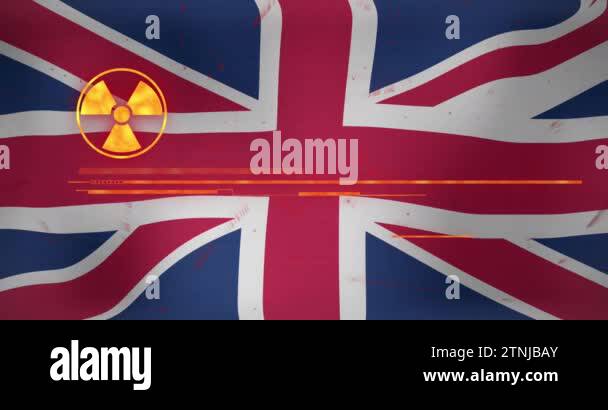 Animation of radioactive symbols, warning, immediate action required ...