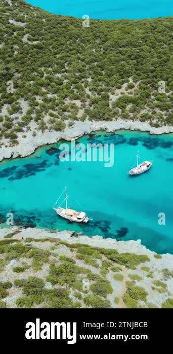 Yacht and sailboats in Akvaryum koyu lagoone in Bodrum Aegean sea ...