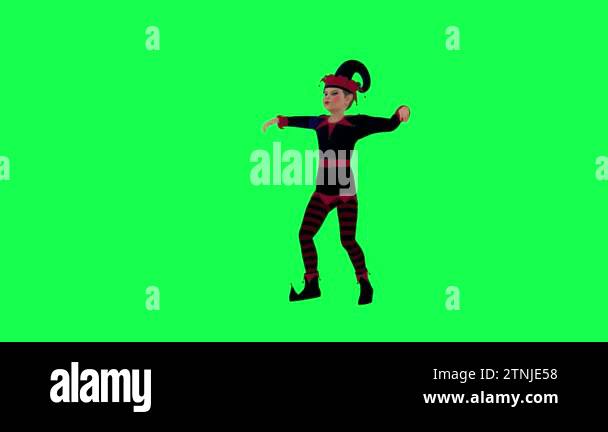 3D animated sprite dancer in red blue dress performing professional ...
