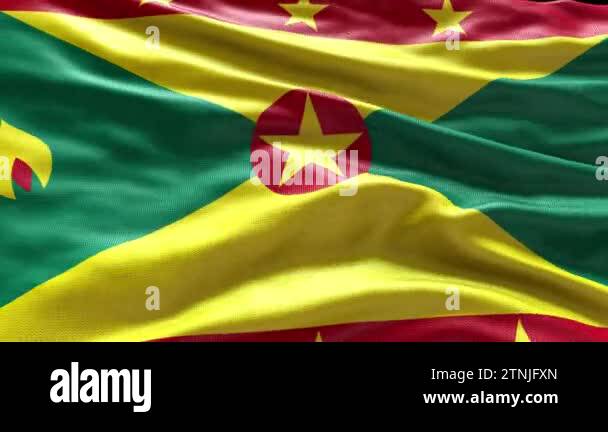 4k render Grenada Flag video waving in wind. Grenada Flag Wave Loop ...