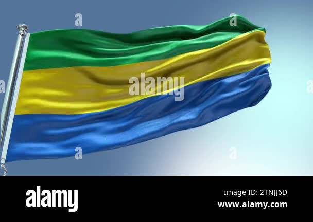 4k render Gabon Flag video waving in wind. Gabon Flag Wave Loop waving ...