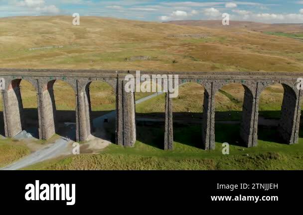 Aerial view of Ribblehead viaduct, located in North Yorkshire, the ...
