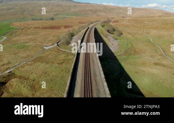 Aerial view of Ribblehead viaduct, located in North Yorkshire, the ...