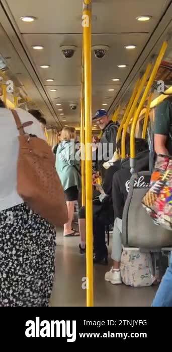 blue line skytrain front the whole process with people on the train ...