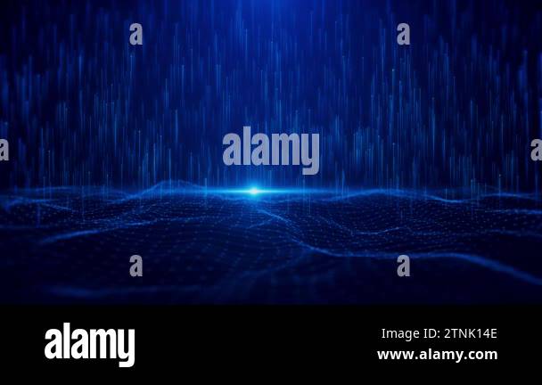 4K 3D Digital technology metaverse blue background, cyber information ...