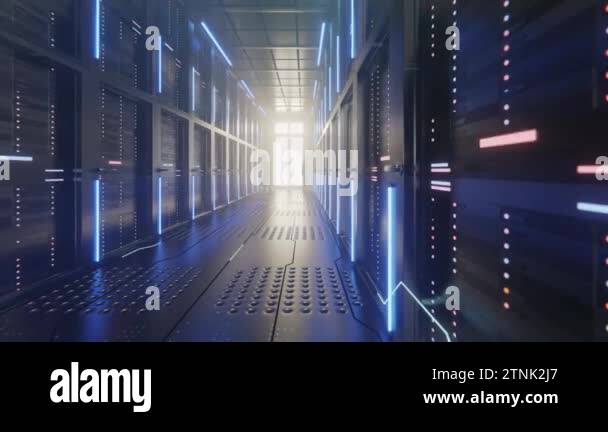 Concept data connecting. Digital information travels through fiber ...